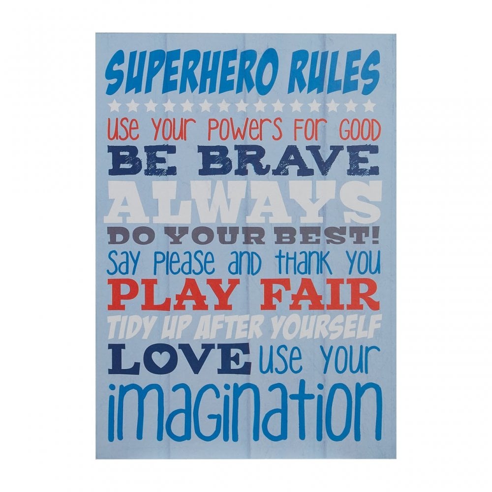 Clanbay Kids Super Hero Rules, Wood, Blue – ideas4lighting