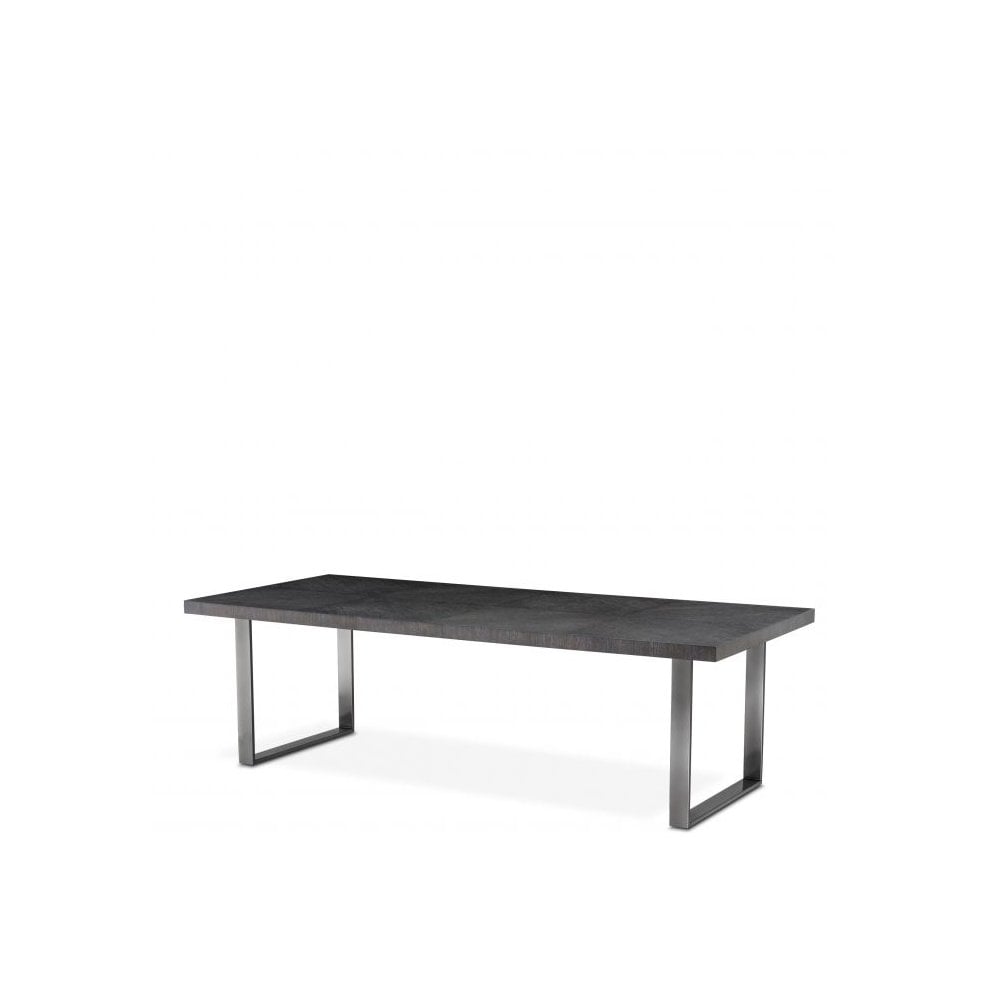 ideas4lighting Dining Table Borghese 250 cm, Charcoal Oak Veneer, Black Nickel Finish by Eichholtz