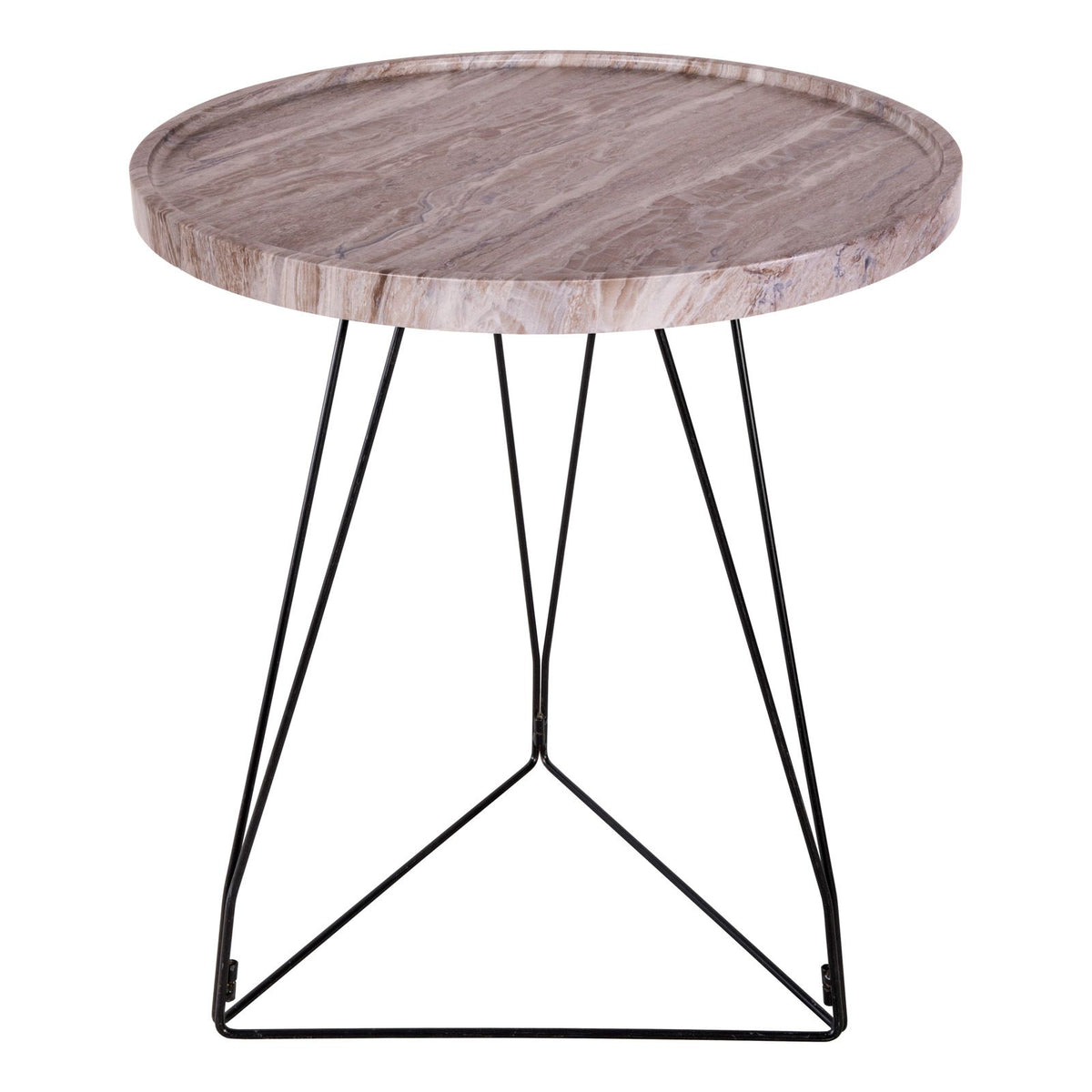 Miguel Side Table Brown Stone Effect and Matt Black – ideas4lighting