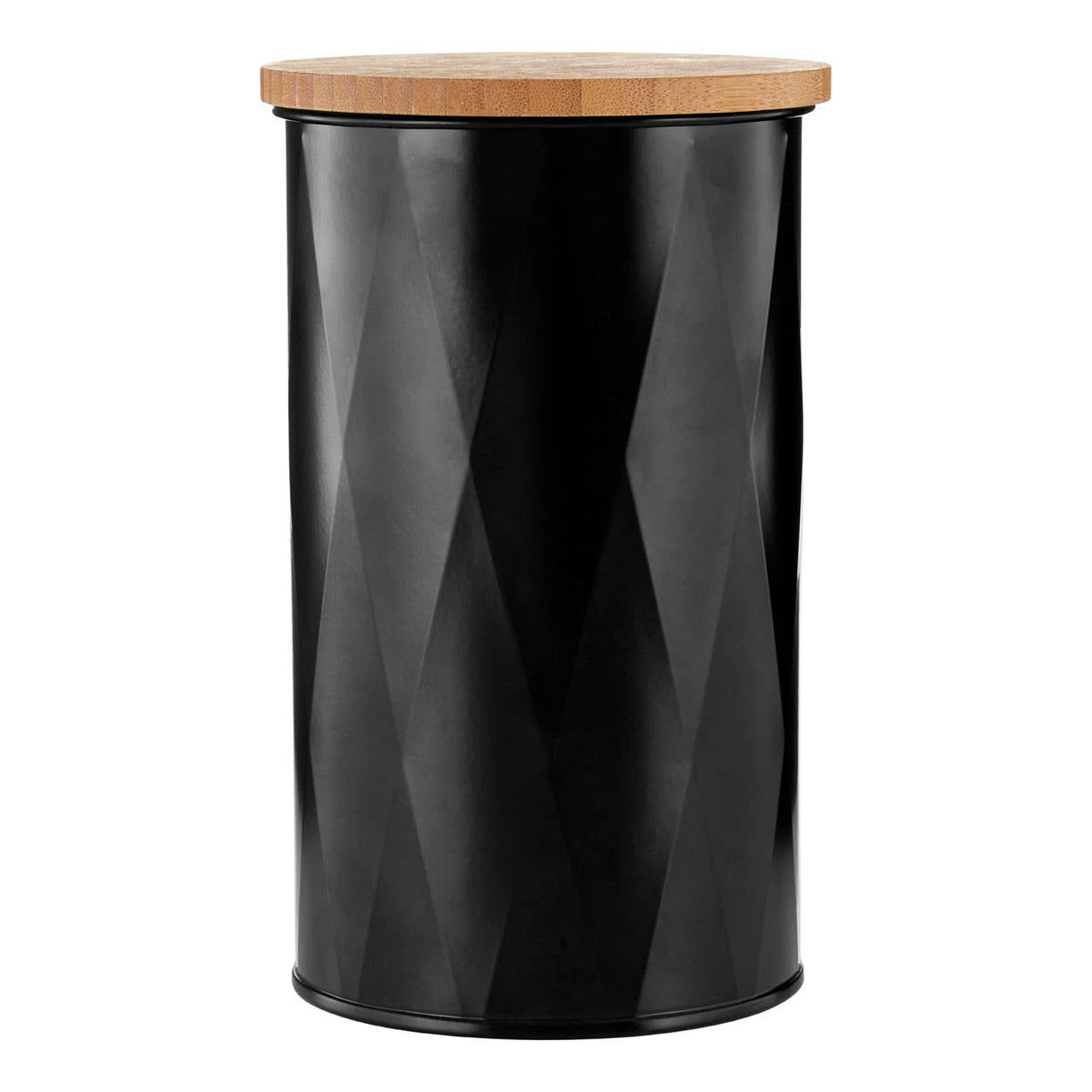 Clanbay Rhombus Black Metal Medium Round Storage Canister – ideas4lighting