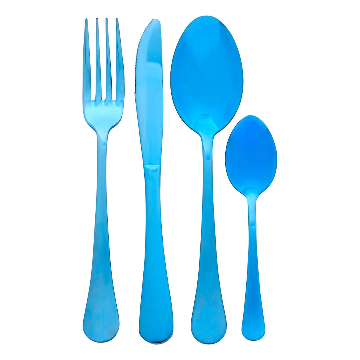 Clanbay Avie 16Pc Stainless Steel Blue Cutlery Set – ideas4lighting