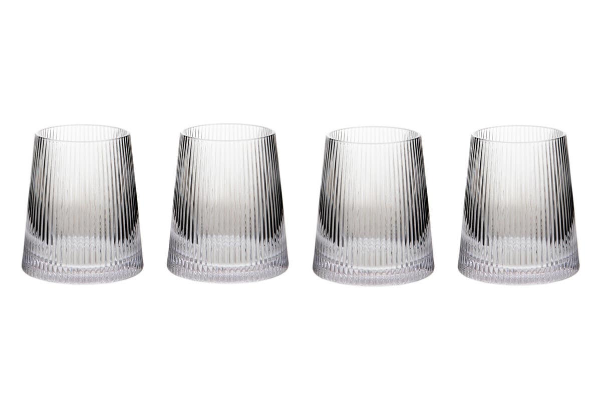 Clanbay Set of Four Eldon Clear Ribbed Glass Tumblers – ideas4lighting