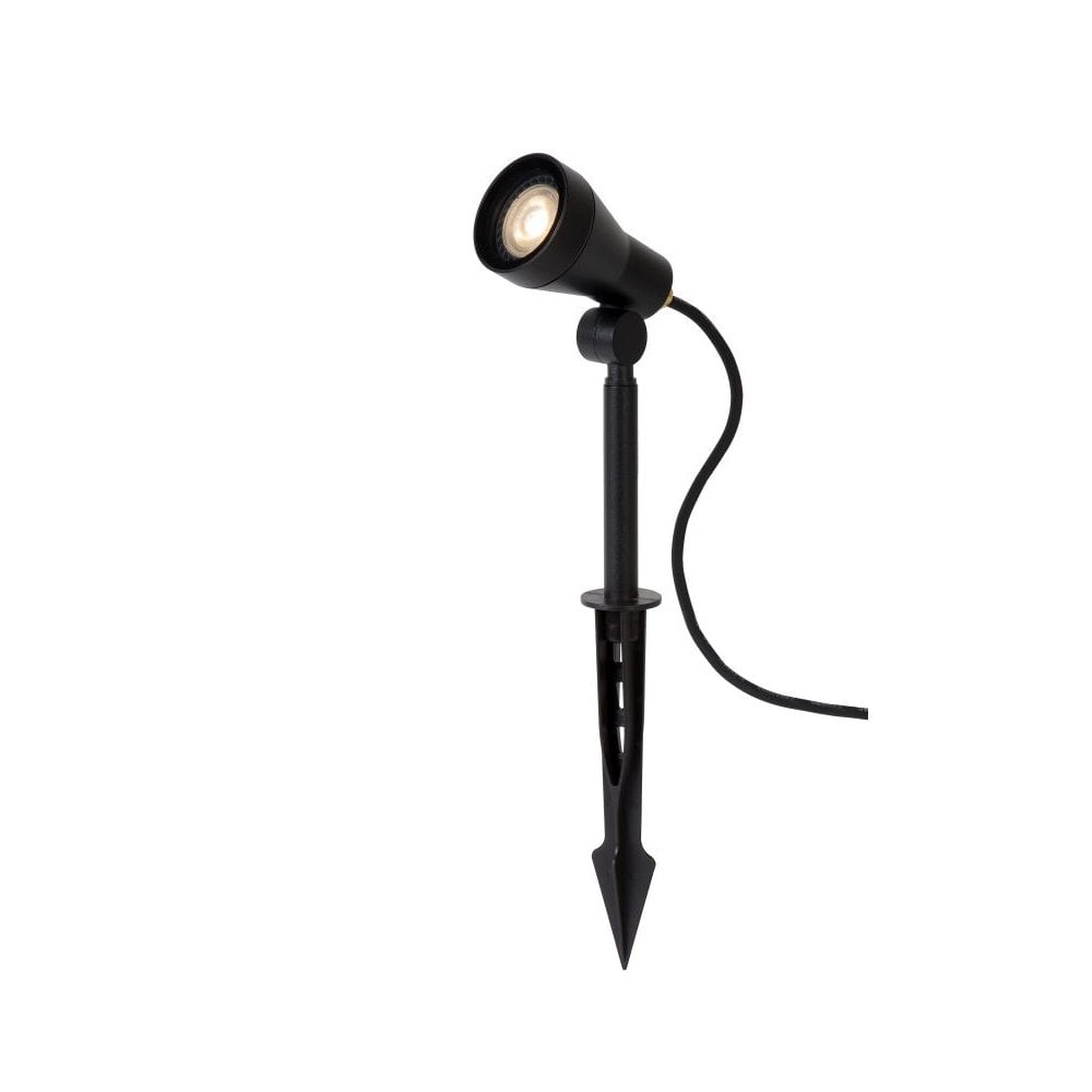 ideas4lighting Spike Modern Round Metal Black Garden Spotlight by Lucide