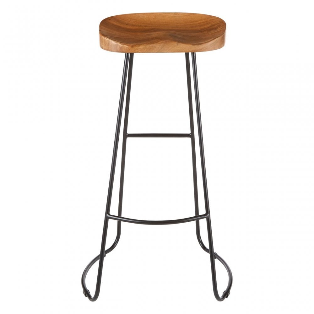 Clanbay Nandri Acacia Wood Bar Stool, Acacia Wood, Iron, Brown ...