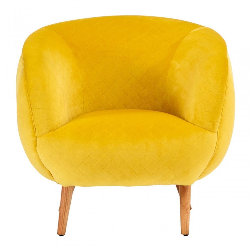 Clanbay Oscar Yellow Fabric Chair, Pine Wood, Rubber, Birchwood, Yellow ...