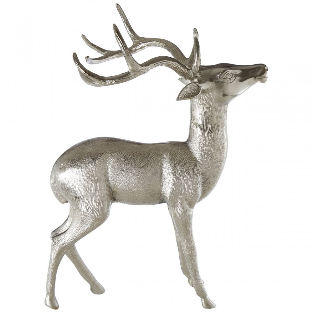 Clanbay Large Floor Standing Stag, Aluminium, Nickel – ideas4lighting