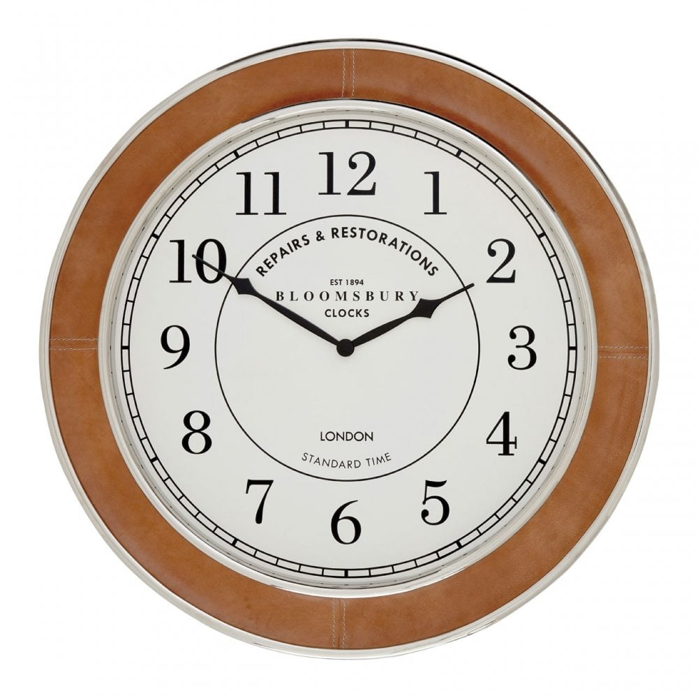 Clanbay Oxlane Oxlane Churchill Wall Clock, Genuine Leather, Steel ...