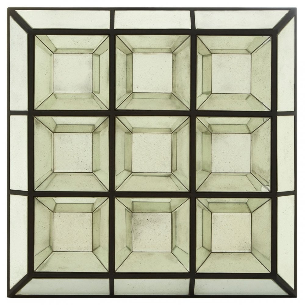 Clanbay Rizzar Multi 3D Design Wall Mirror, Glass, Plywood, Black ...