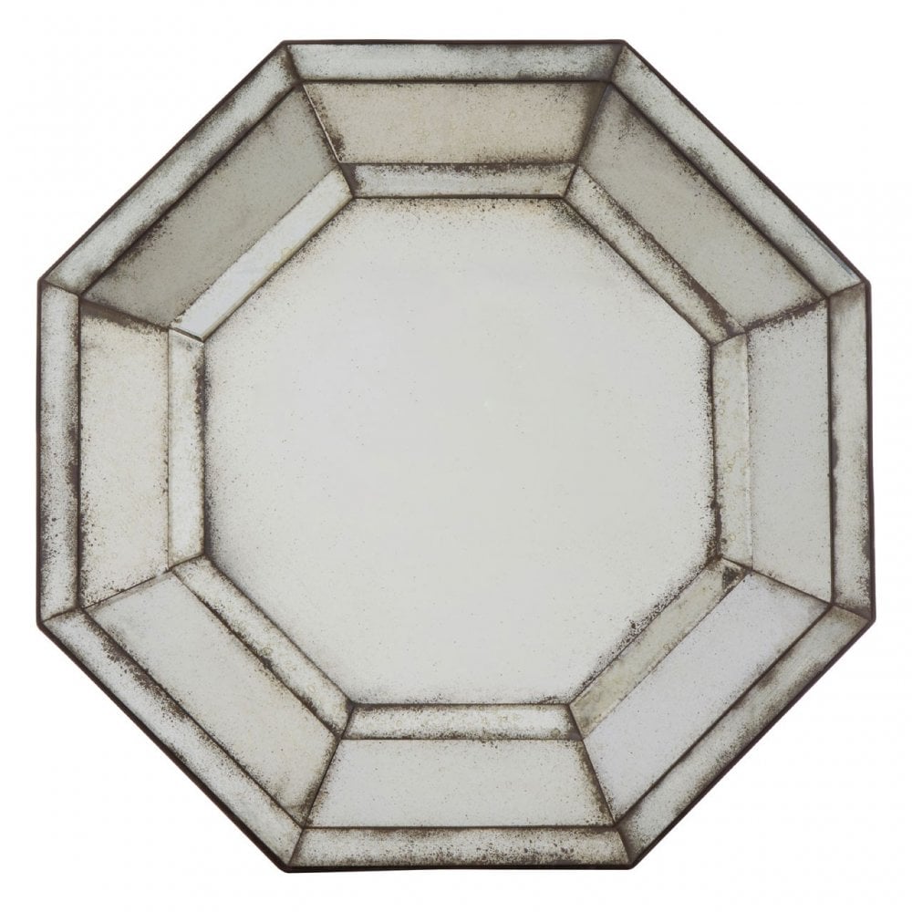 Clanbay Rizzar 3D Hexagonal Wall Mirror, Glass, Plywood, Black ...