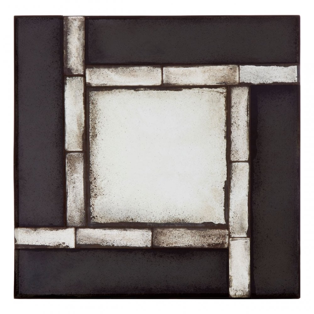 Clanbay Rizzar Square / Tiled Design Wall Mirror, Glass, Plywood, Black ...