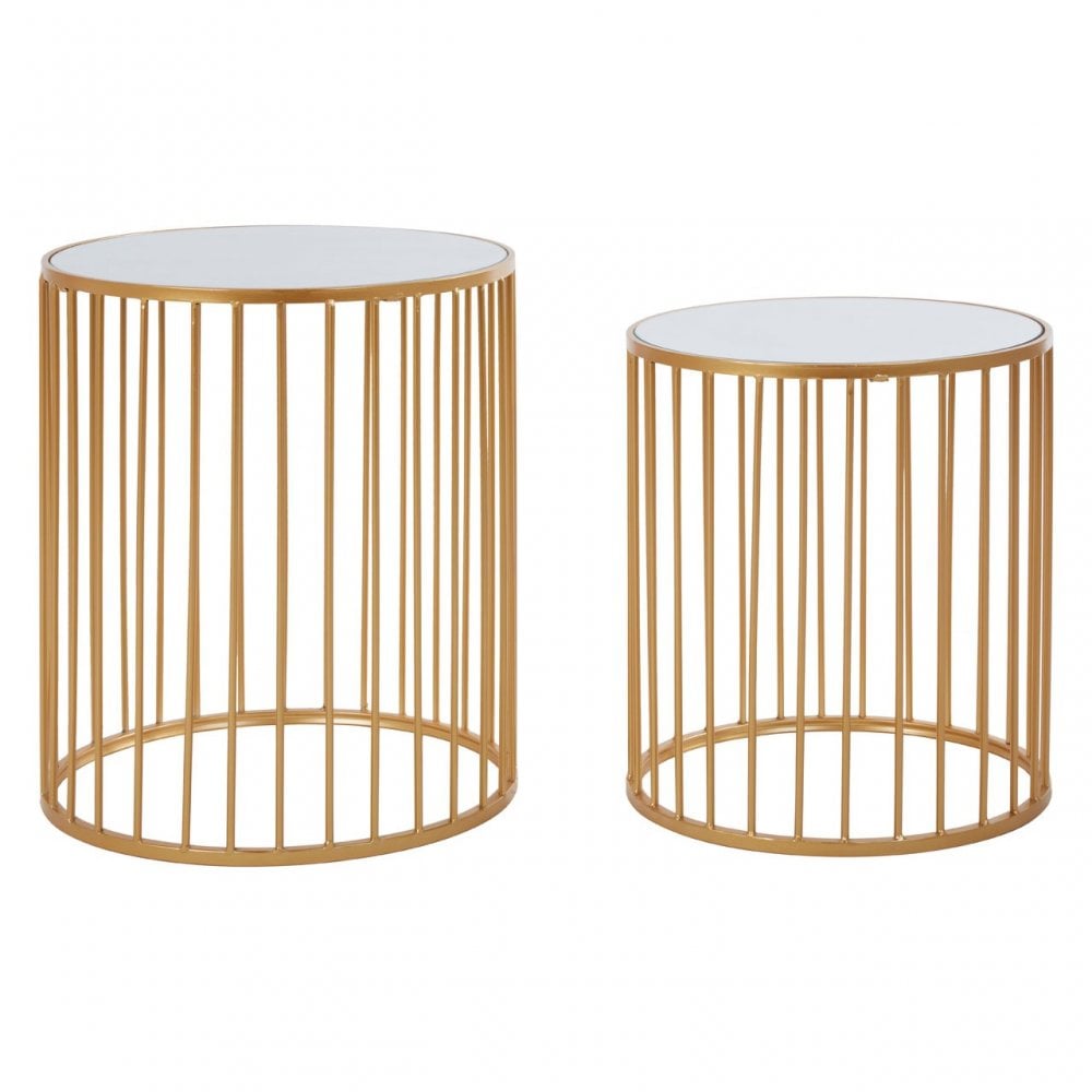 Clanbay Anvil Nest of 2 Round Side Tables Gold – ideas4lighting