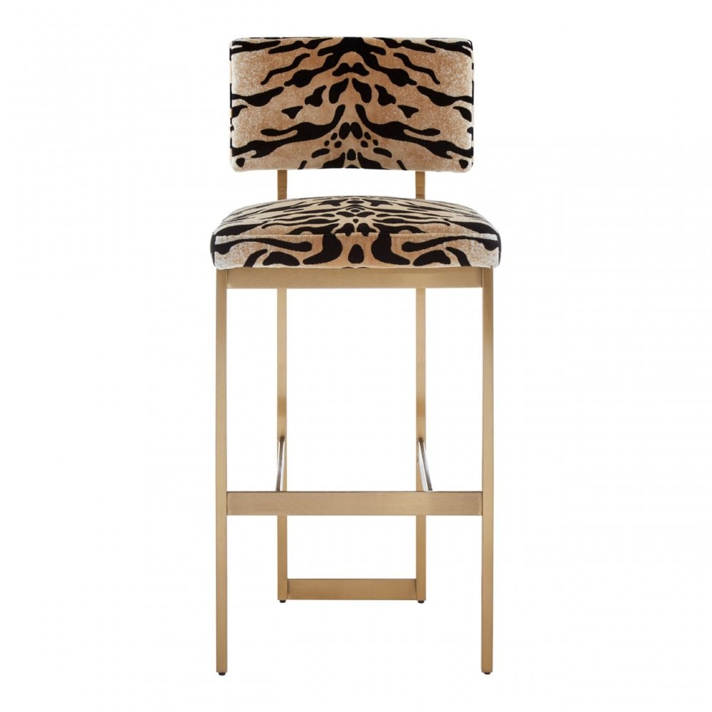 Clanbay Hatton Tiger Print Bar Stool Gold – ideas4lighting