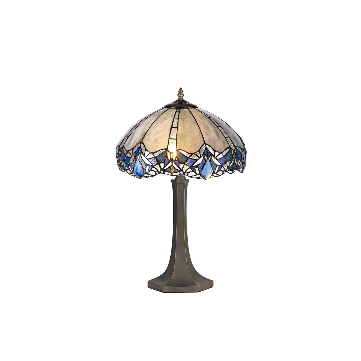 ideas4lighting 2 Light Octagonal Table Lamp E27 With 40cm Tiffany Shade ...