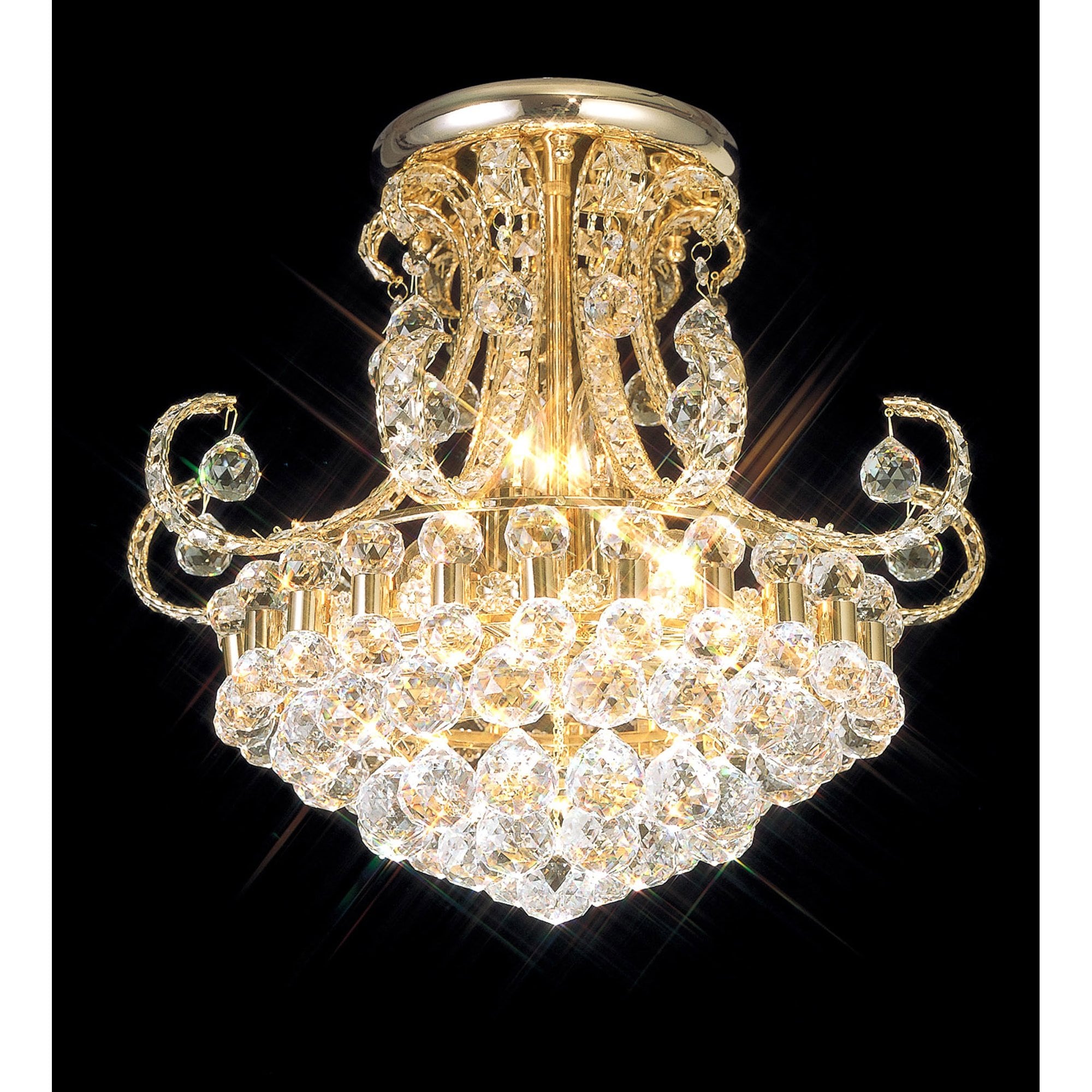 ideas4lighting Pearl Ceiling 9 Light French Gold/Crystal by Diyas