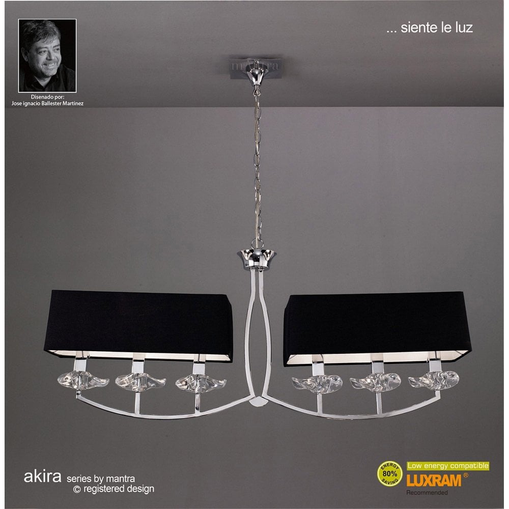 ideas4lighting Akira Pendant 2 Arm 6 Light E14, Polished Chrome With ...
