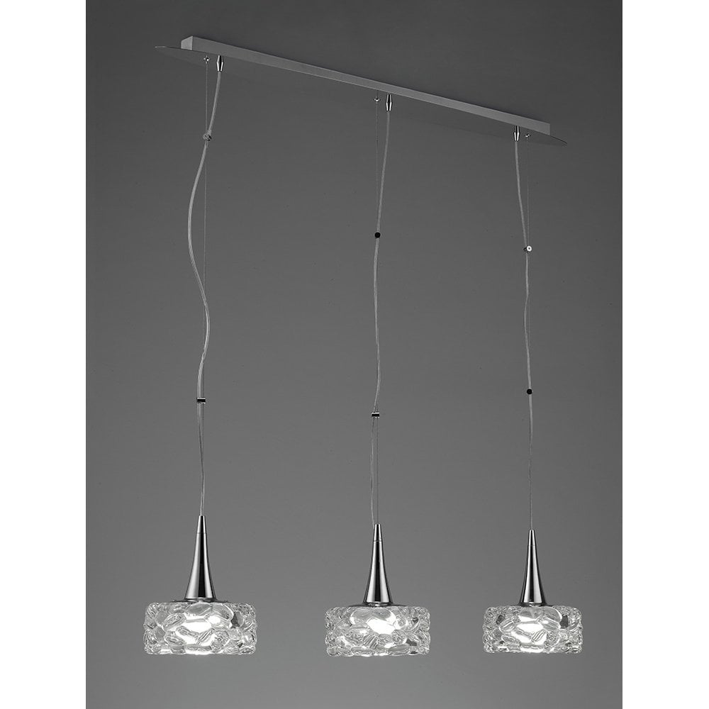 ideas4lighting O2 Pendant 3 Light E27 Line Large, Polished Chrome by Mantra