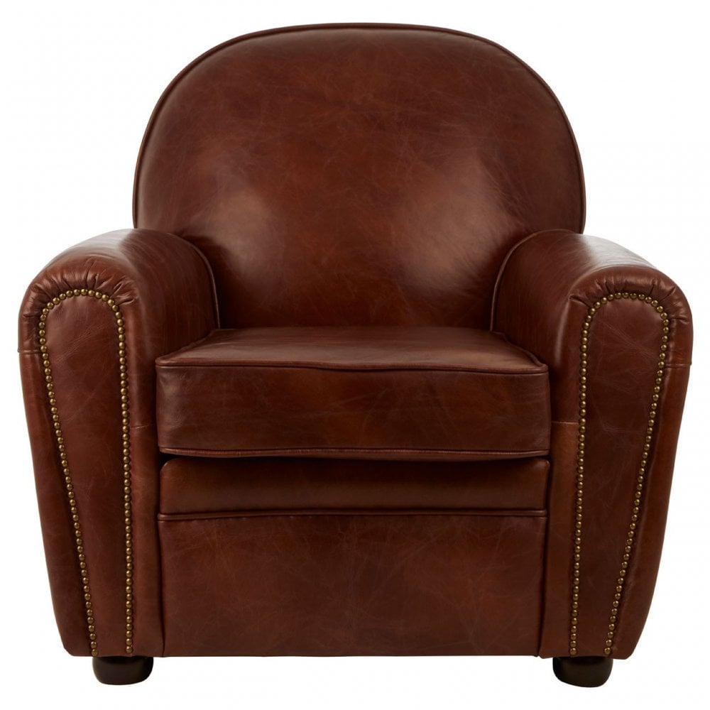 Clanbay Victor Coffee Leather Classic Armchair, Brown – ideas4lighting