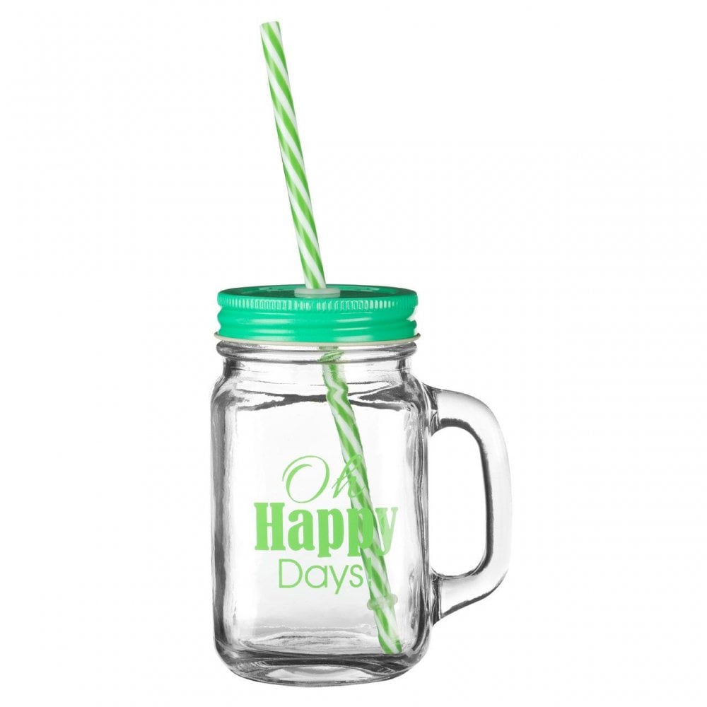 Clanbay Square Happy Days Jar Mug - 450Ml Glass – ideas4lighting
