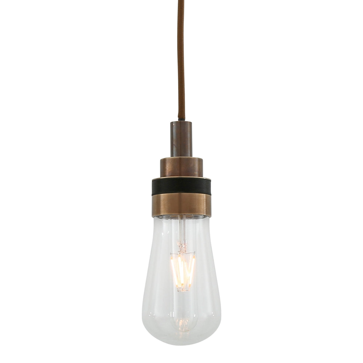 ideas4lighting Bo Rustic Single Drop Light Bulb Pendant - Antique Brass ...