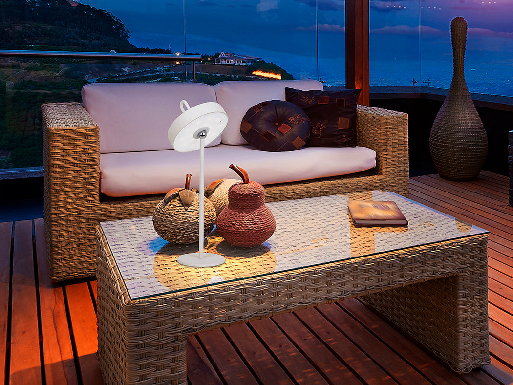 Elegant White LED Table Lamp - Gong Style – ideas4lighting
