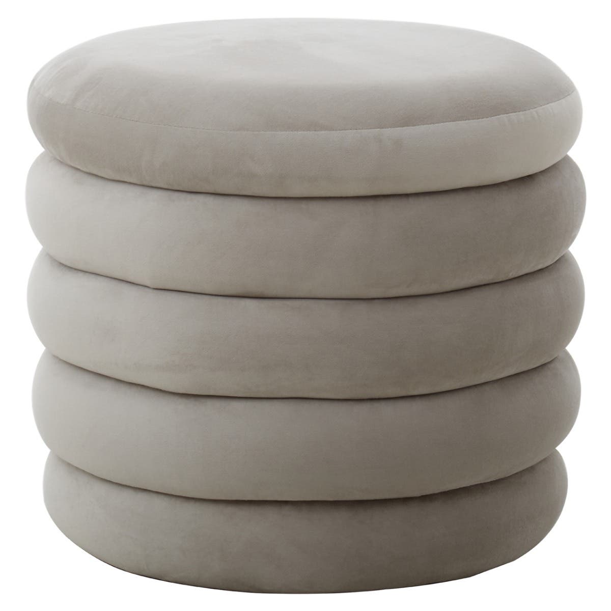 Clanbay Helen Cream Velvet Round Footstool – ideas4lighting