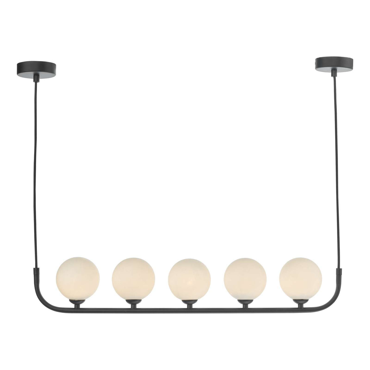 Cradle 5 Light Bar Pendant Matt Black With Opal Glass – ideas4lighting