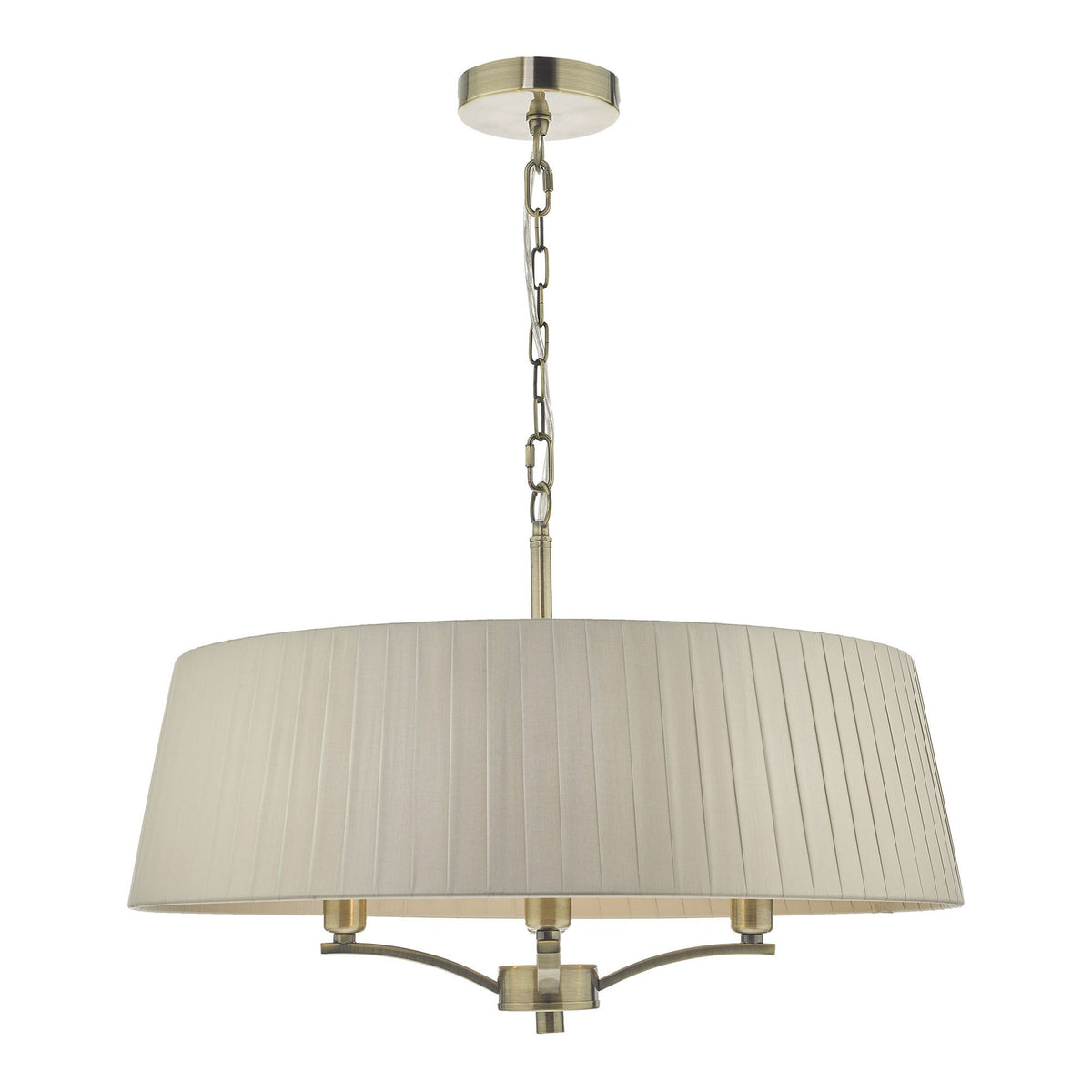 Cristin 4 Light Pendant Antique Brass With Taupe Shade – ideas4lighting