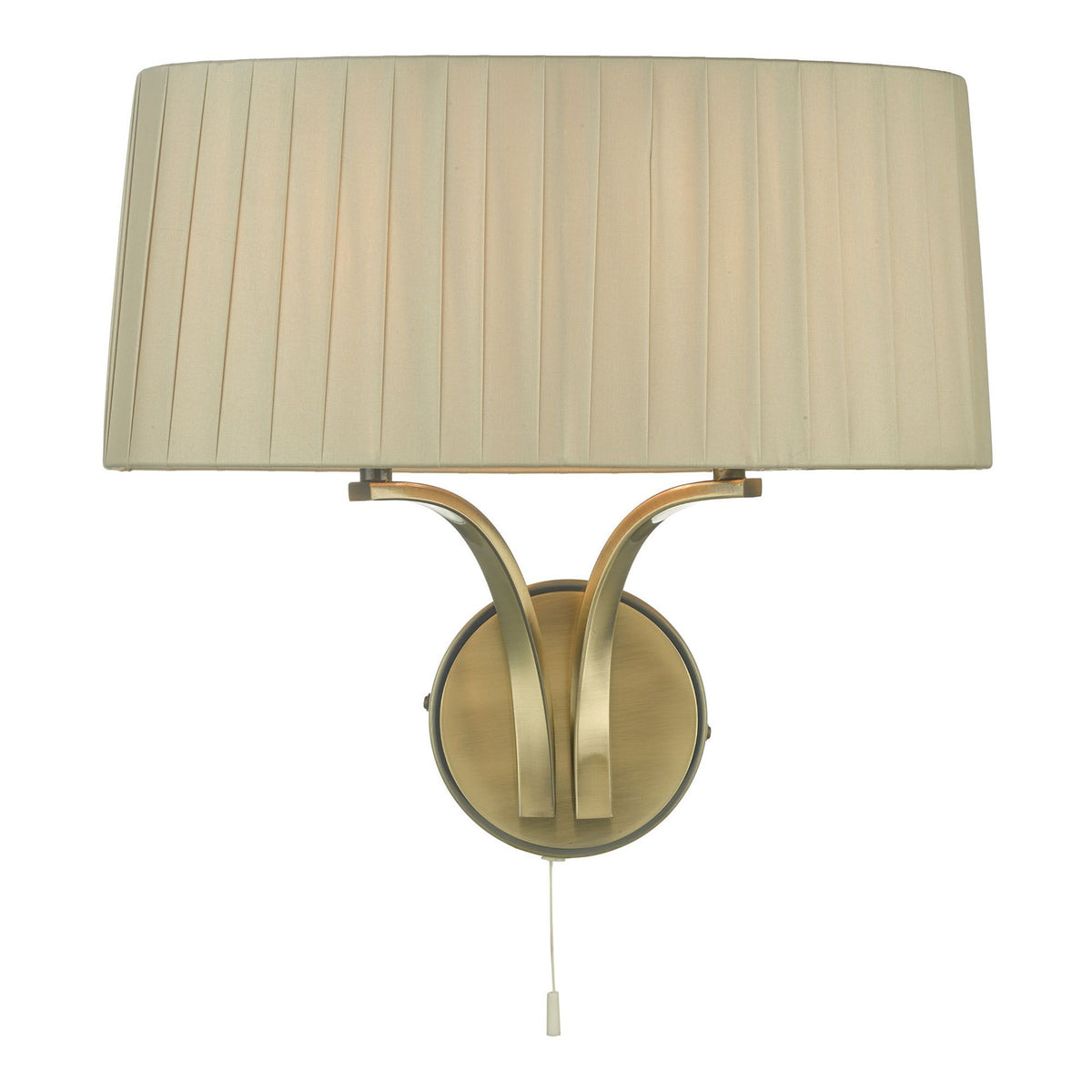 Cristin 2 Light Wall Light Antique Brass With Taupe Shade – ideas4lighting