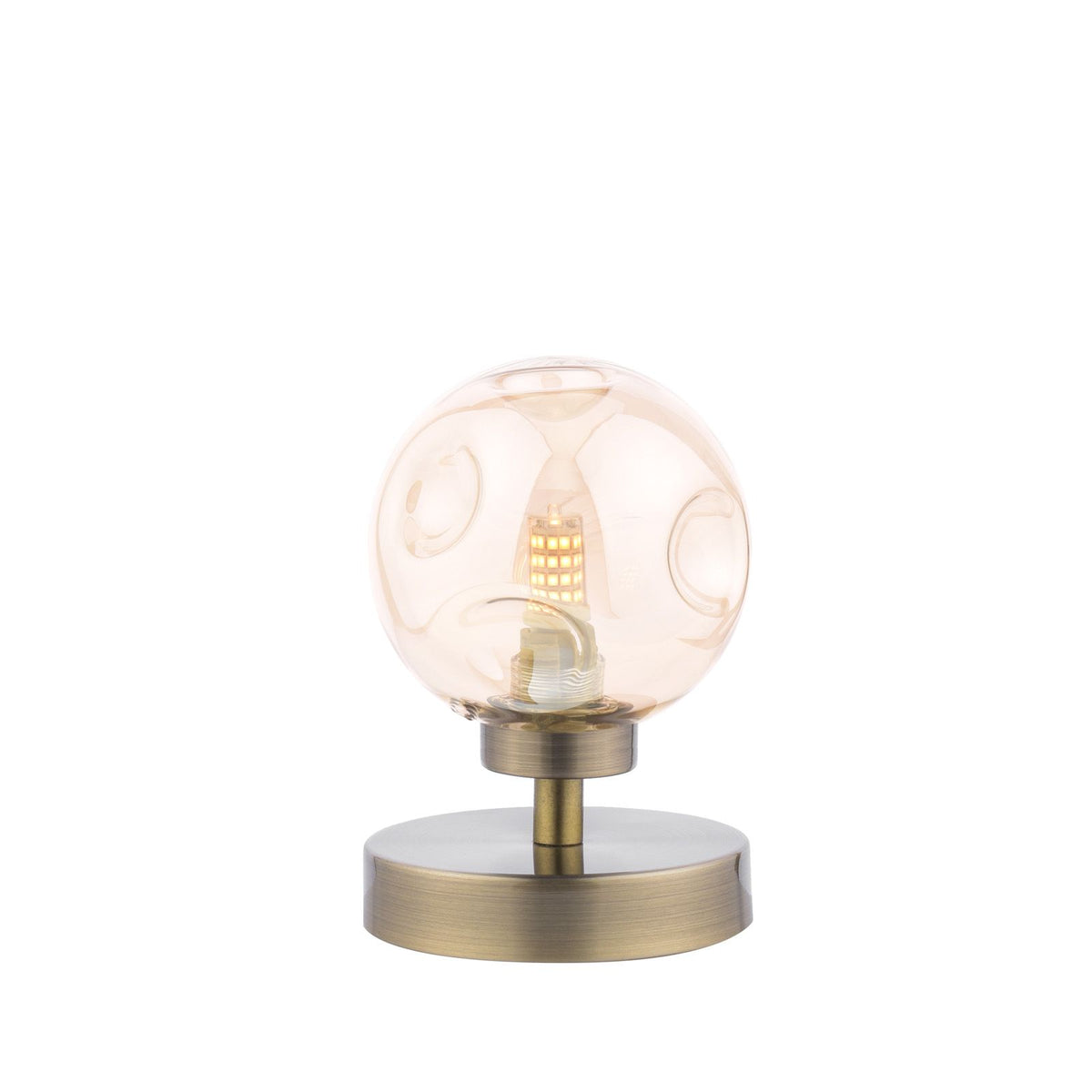 Esben Touch Table Lamp Antique Brass With Closed Organic Amber Glass ...