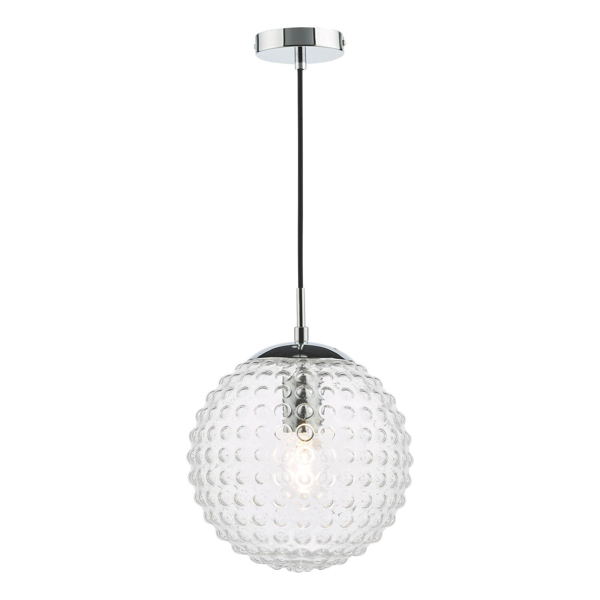 Hobnail Pendant Polished Chrome & Clear Glass – ideas4lighting