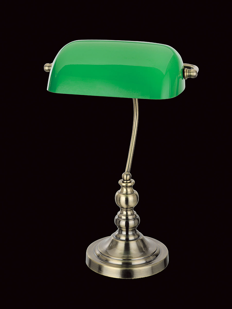 ideas4lighting Banker Gold 1 Bulb Bankers Table Lamp, 26cm by Impex